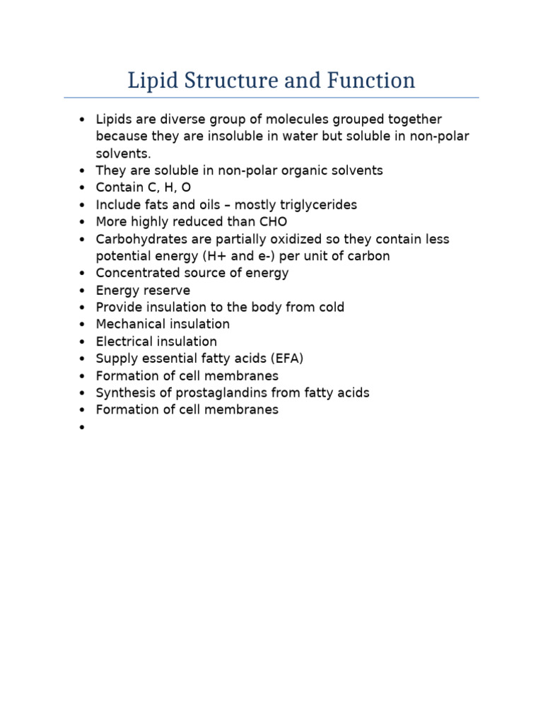 Lipid Structure and Function | PDF