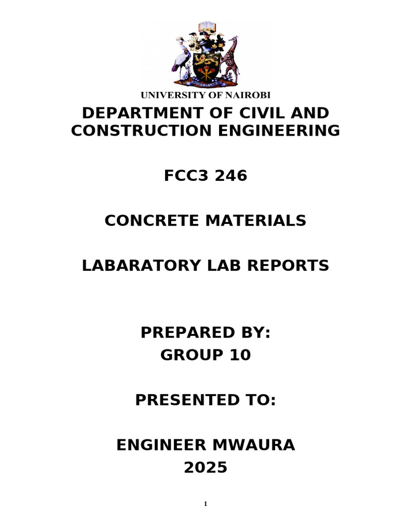 Concrete Lab Report Group 10 | PDF | Concrete | Civil Engineering