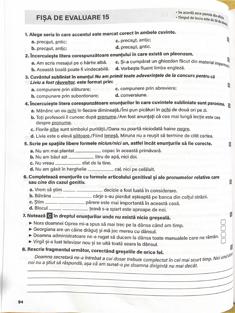 Fisa de Evaluare 15 | PDF