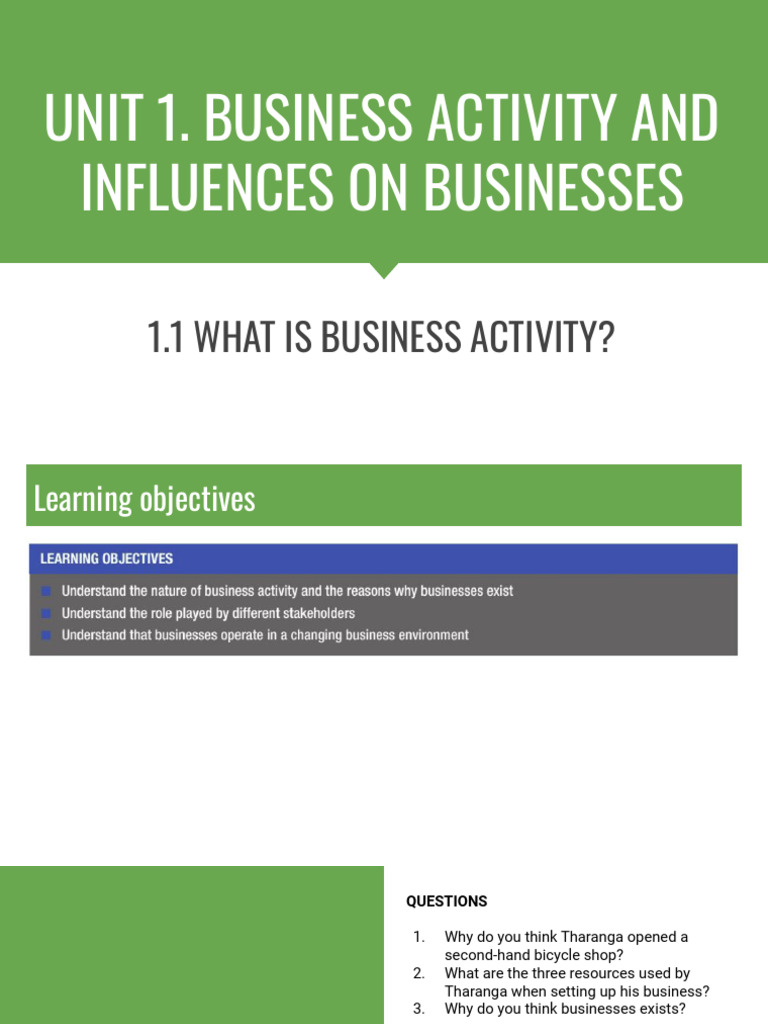 1 - 1 What Is Business Activity | PDF | Goods | Taxes
