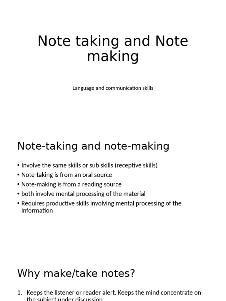 Note-Taking and Note-Making Skills | PDF | Mind | Idea