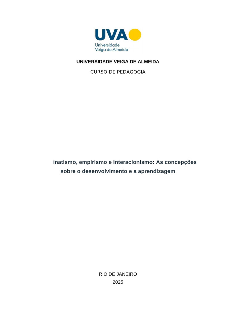 Inatismo, Empirismo e Interacionismo | PDF | Aprendizado | Psicologia