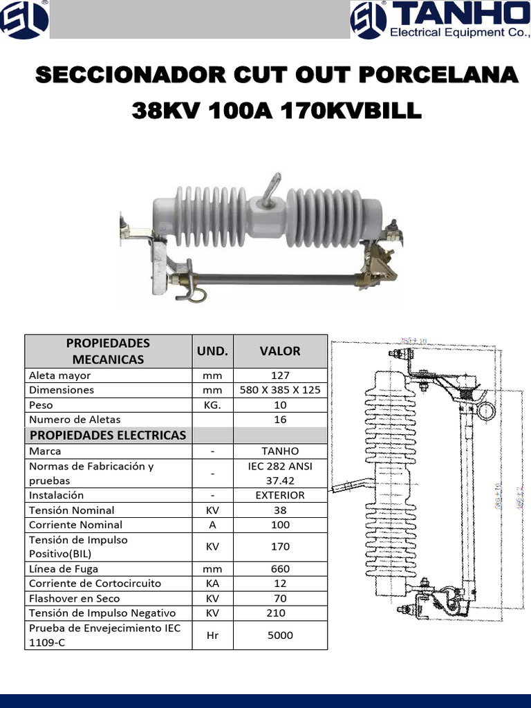 Seccionador Cut Out Tanho 38kV 100A | PDF