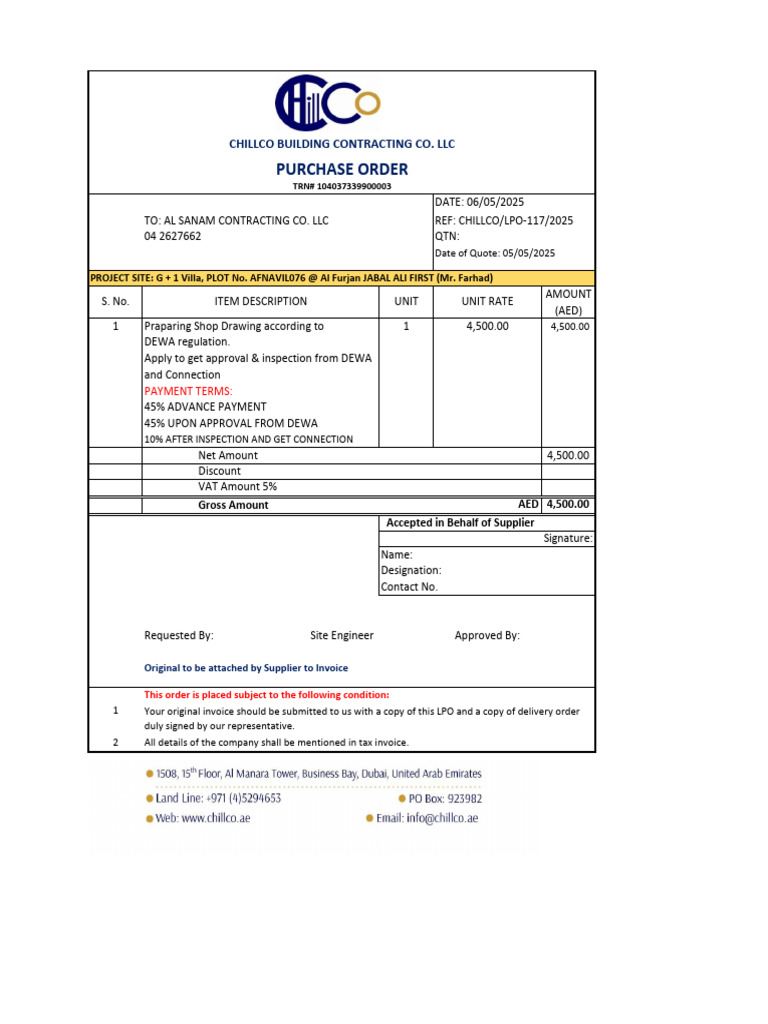 Chillco Contracting Purchase Order Details | PDF | Invoice | Taxes