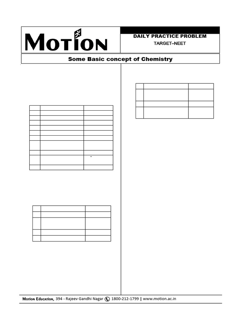 1. Mole Concept DPP-1_Ans. Key | PDF
