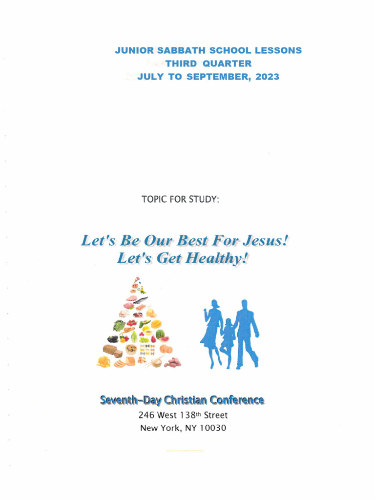 Junior Sabbath School Lesson - 3rd Quarter (July - September 2023 | PDF ...