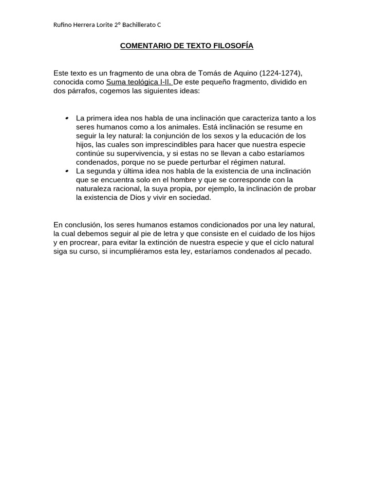 Comentario de Texto Filosofía | PDF