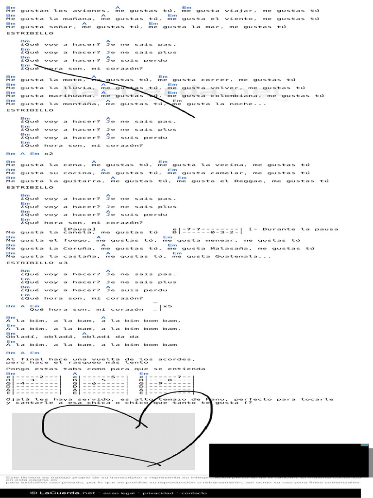 ME GUSTAS TU, Manu Chao Acordes 5 | PDF