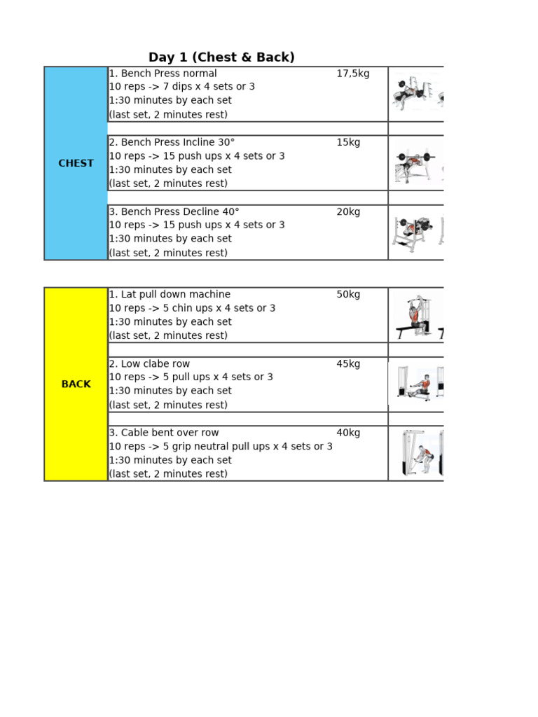 Chest and Back Workout Plan | PDF