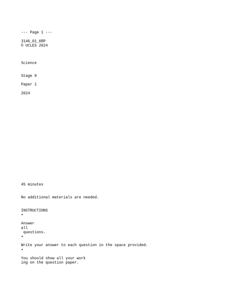 Science Stage 9 Paper 1 2024 Exam | PDF | Lanthanide | Actinide