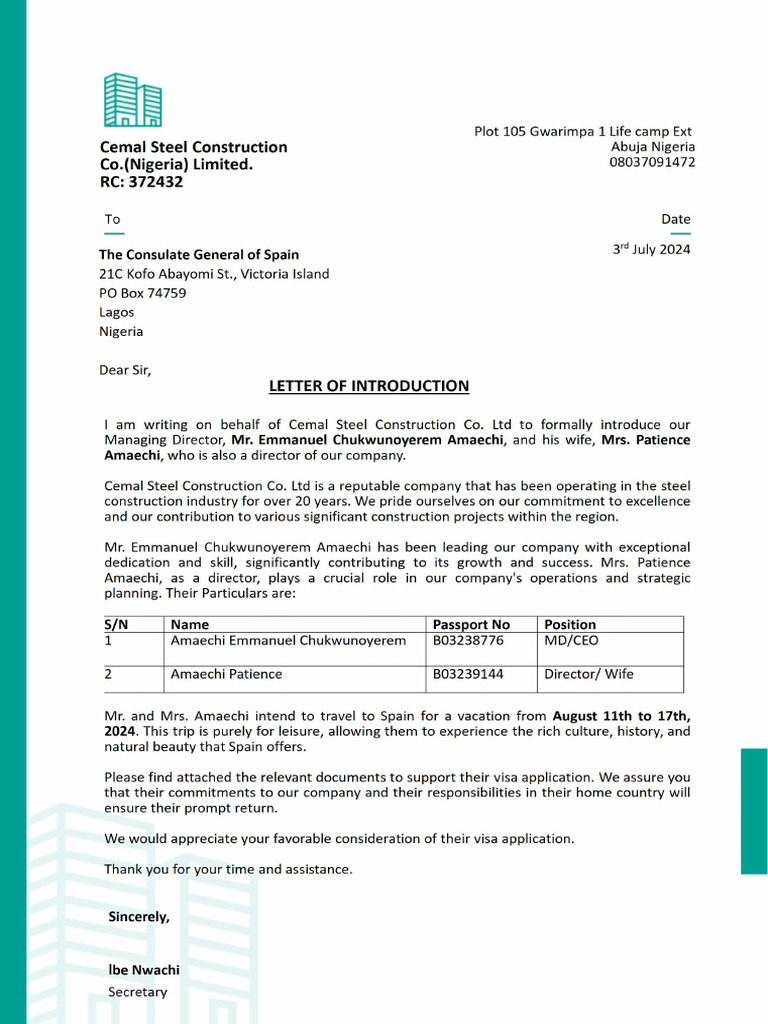 Company Introduction Letter | PDF