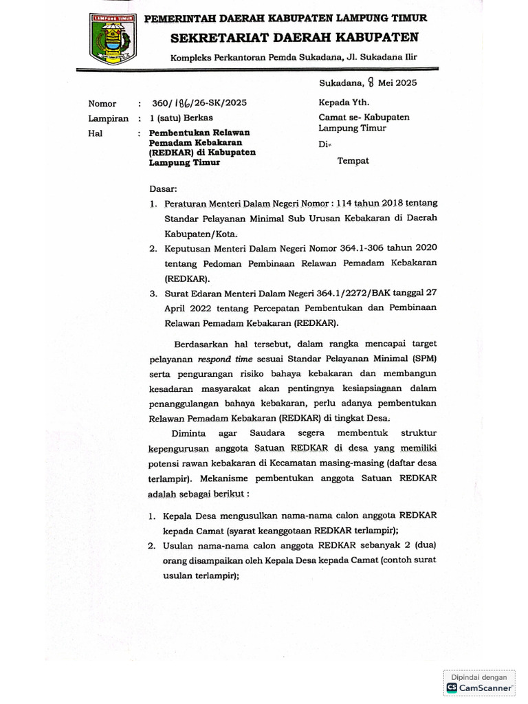 Surat Pembentukan Relawan DAMKAR | PDF