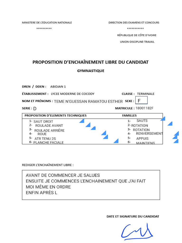 Proposition d'enchaînement libre bac | PDF