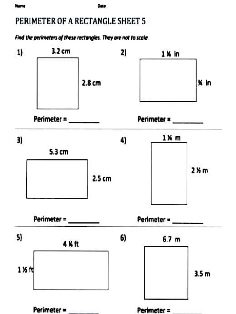 Perimeter of A Rectangle | PDF