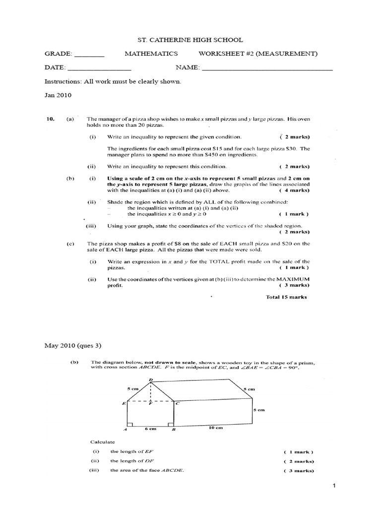 Worksheet #2 Measurement - Google Docs 2 | PDF