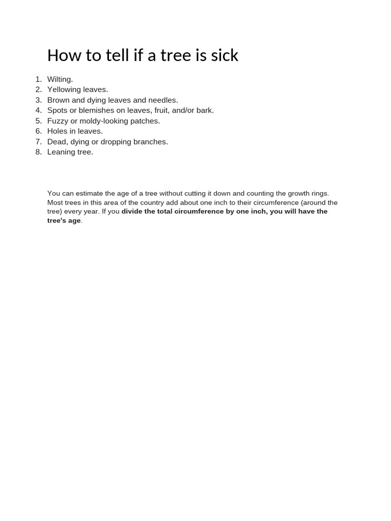 Signs of a Sick Tree and Age Estimation | PDF