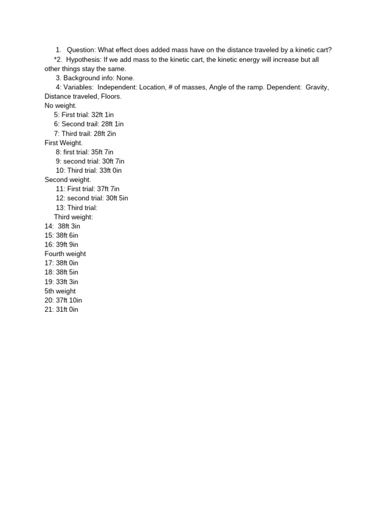 Kinetic Cart Lab | PDF