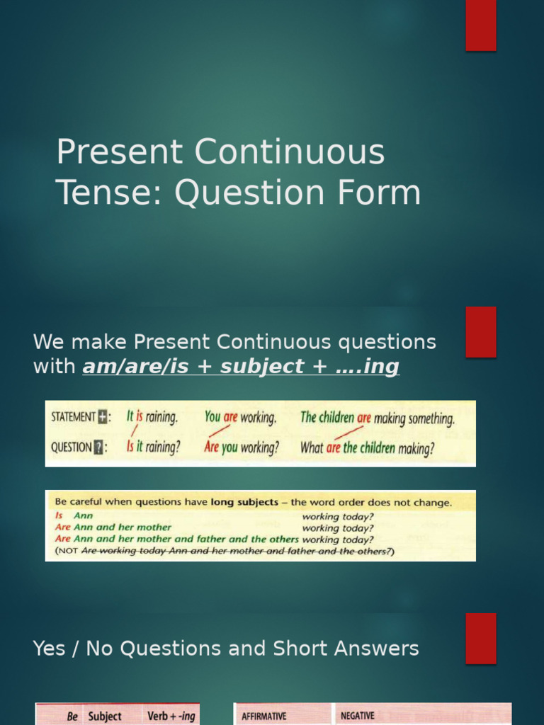 Present Continuous Questions Explained | PDF
