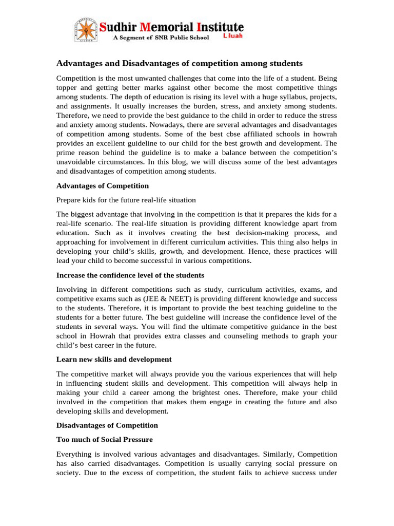 Advantages and Disadvantages of Competition Among Students | PDF ...