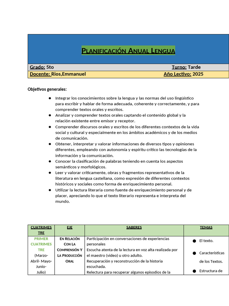 Anual Lengua 5to | PDF | Verbo | Oración (Lingüística)
