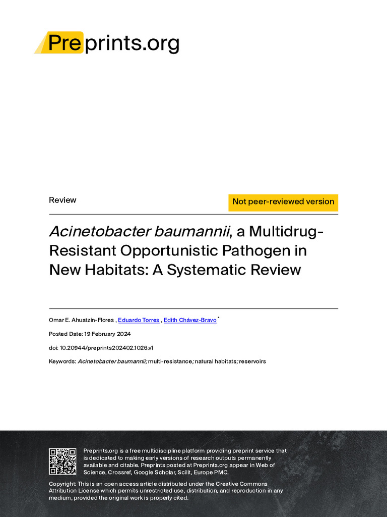 Acinetobacter baumannii: Multidrug Resistance Review | PDF ...