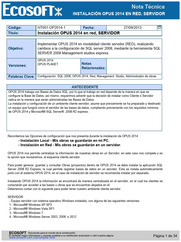 Instalacion en red 150714 | PDF | Servidor SQL de Microsoft | Servidor (Computación)