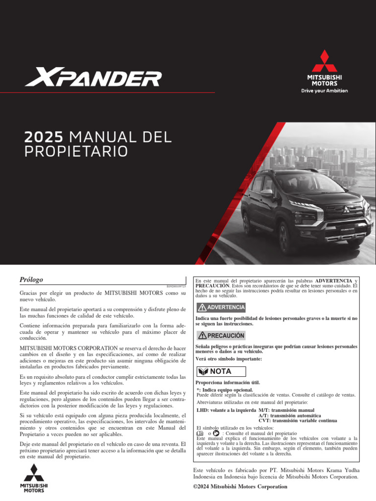 Manual de Mitsubishi Xpander 2024 | PDF | Cambiar | Vehículos terrestres