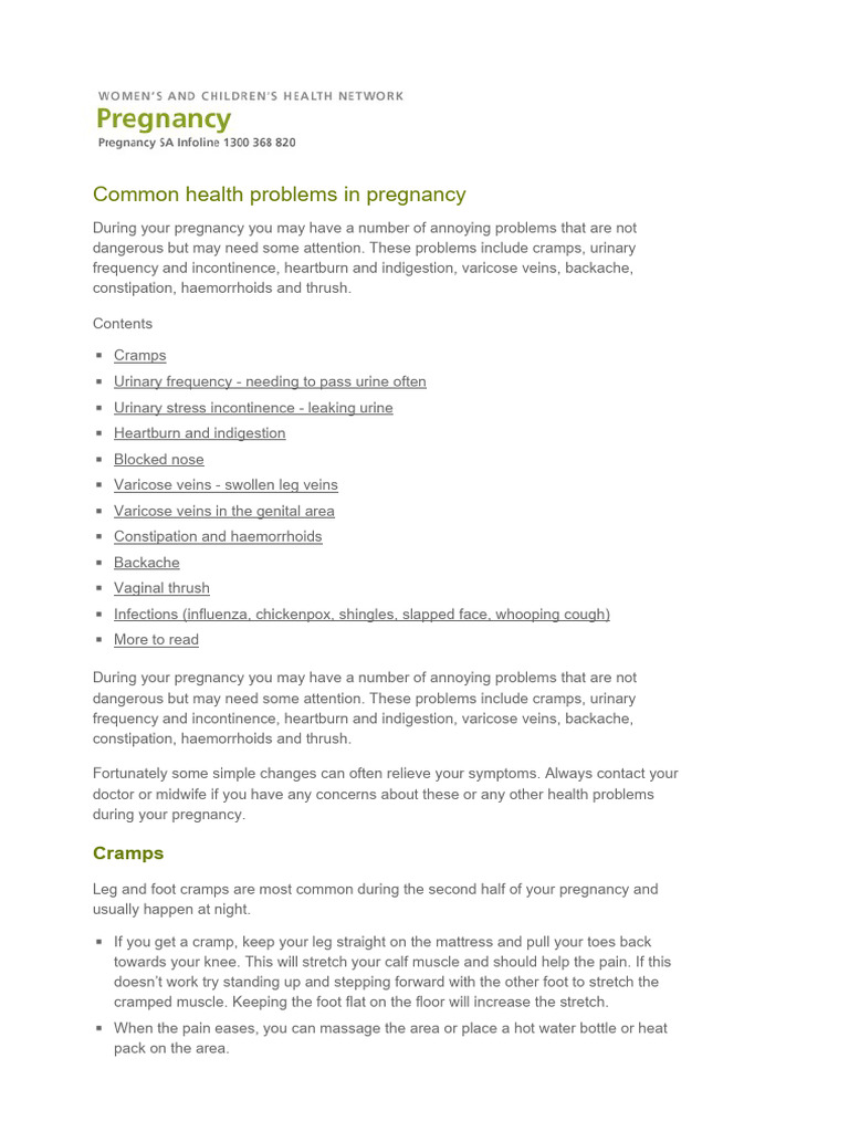 Common-health-problems-in-pregnancy | PDF | Urinary Incontinence ...