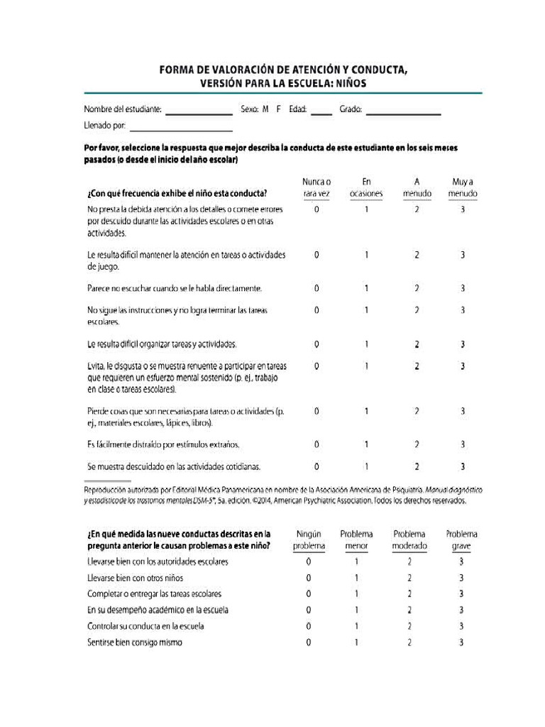 Test Profesores Tdah | PDF