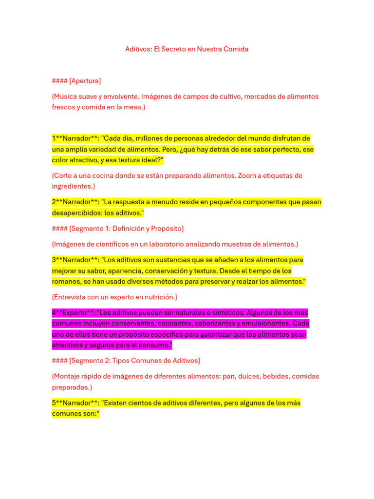 Guion 2 | PDF | Alimentos | Industria de alimentos