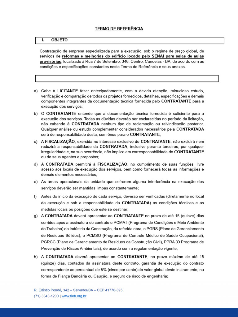 TR - Melhorias Prédio Locado - Candeias | PDF | Garantia