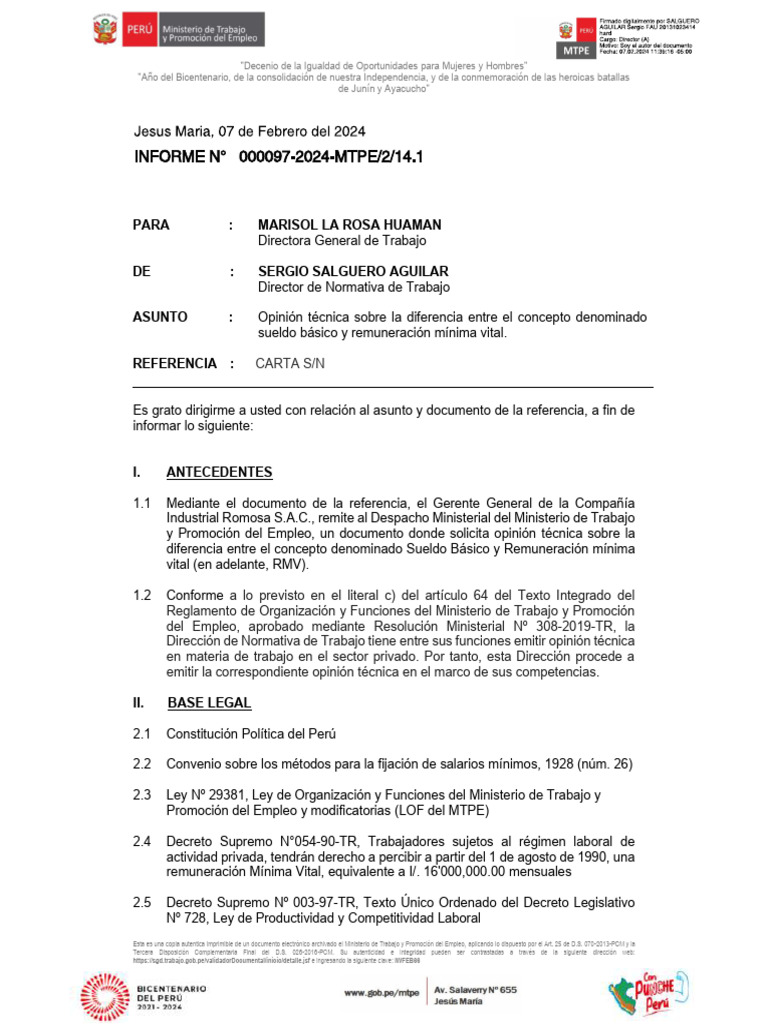 Diferencia Entre El Concepto Sueldo Basico y RMV | PDF | Salario | Salario mínimo