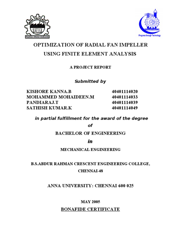 Radial Fan Impeller Optimization FEA | PDF | Finite Element Method ...
