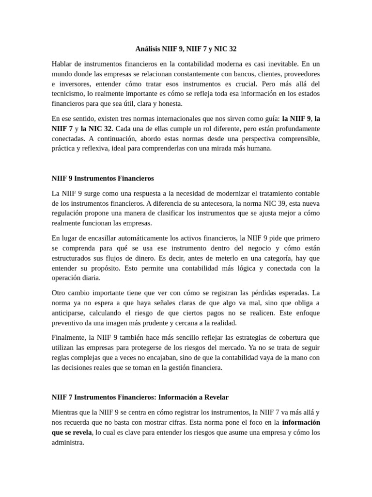 Análisis NIIF 9, NIIF 7 y NIC 32 | PDF | normas internacionales de ...
