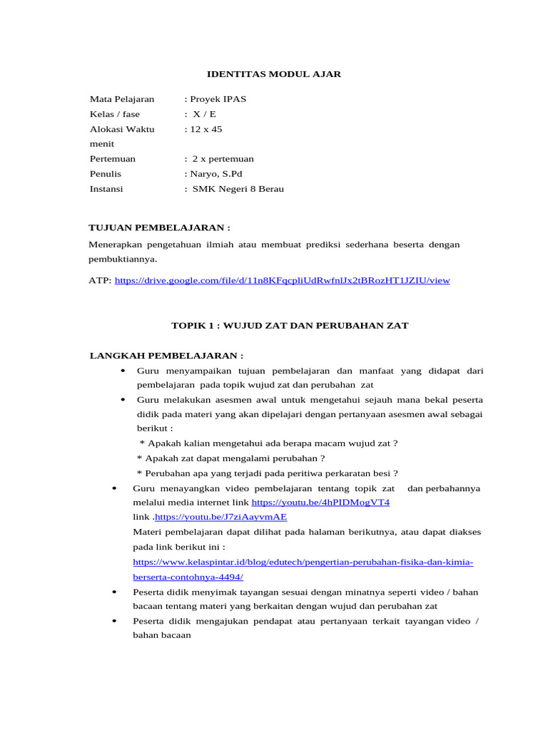 Modul Ajar Proyek Ipas | PDF