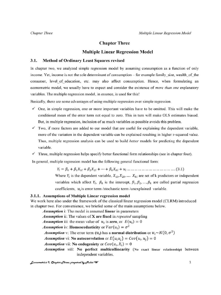 Econometrics I Chapter | PDF