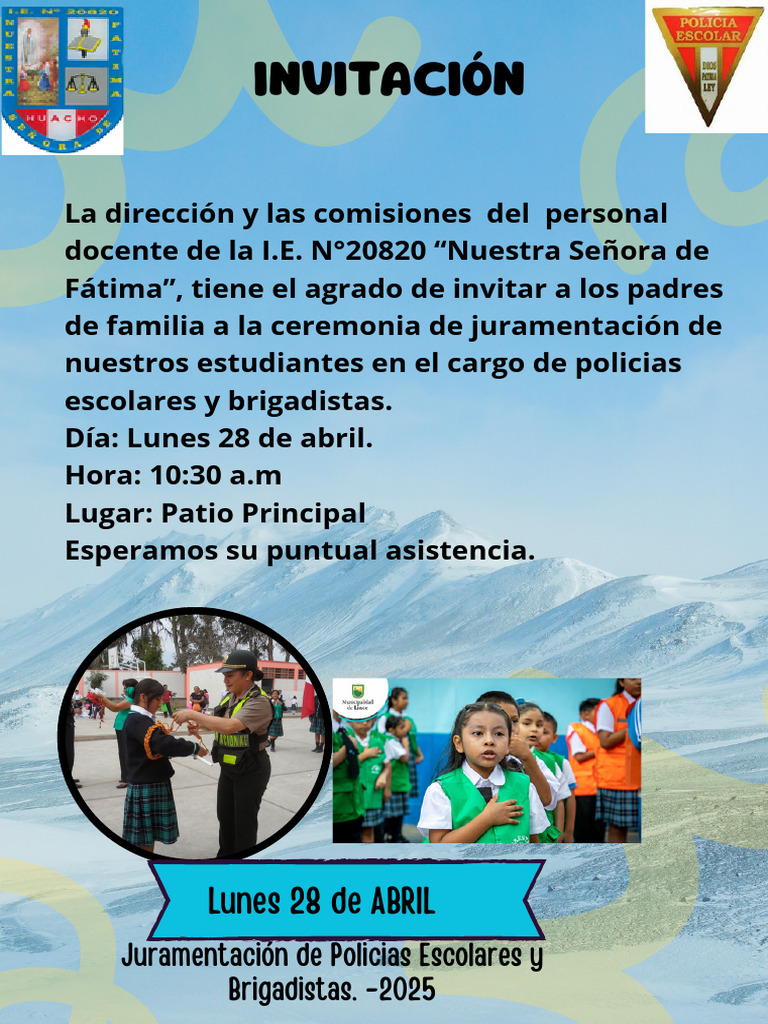 Invitación a Juramentación Policias Escolares | PDF