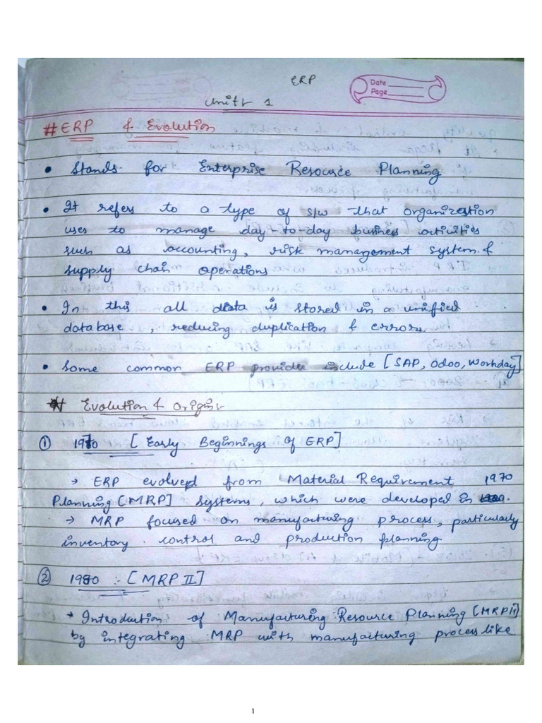 Erp Unit 1 | PDF