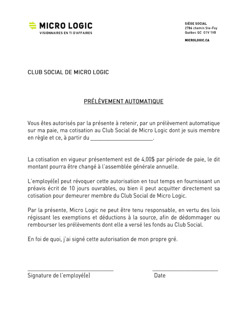 Adhésion - Club Social - ML | PDF