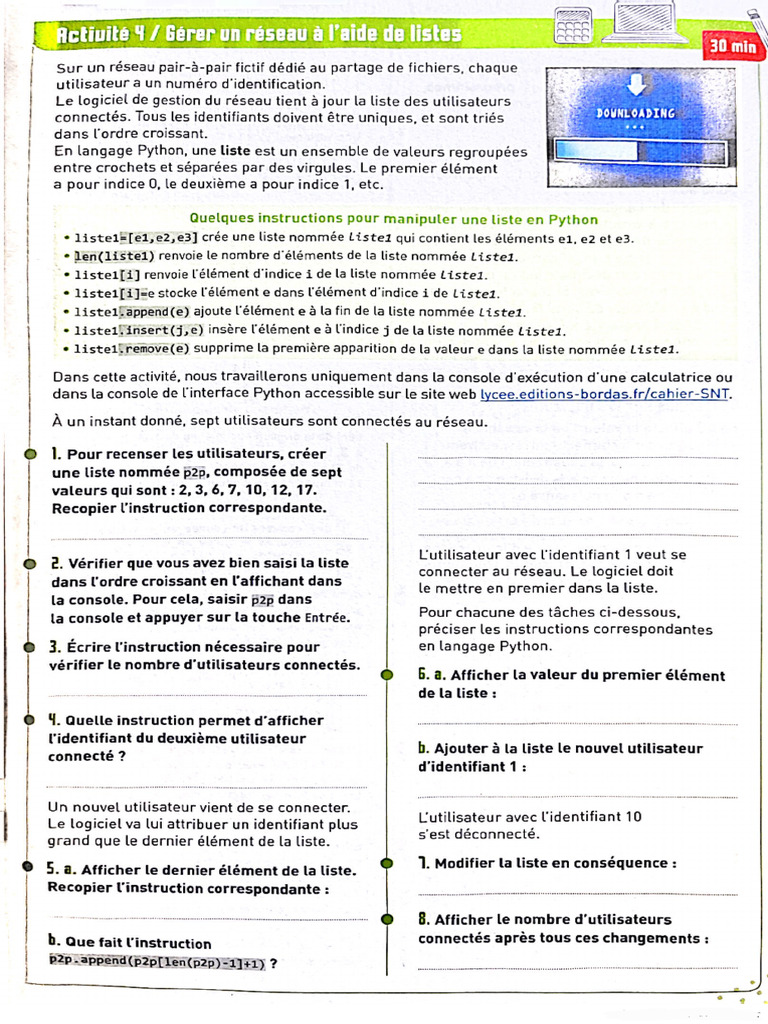 Pythonactivites de NSI de Classe de Seconde | PDF