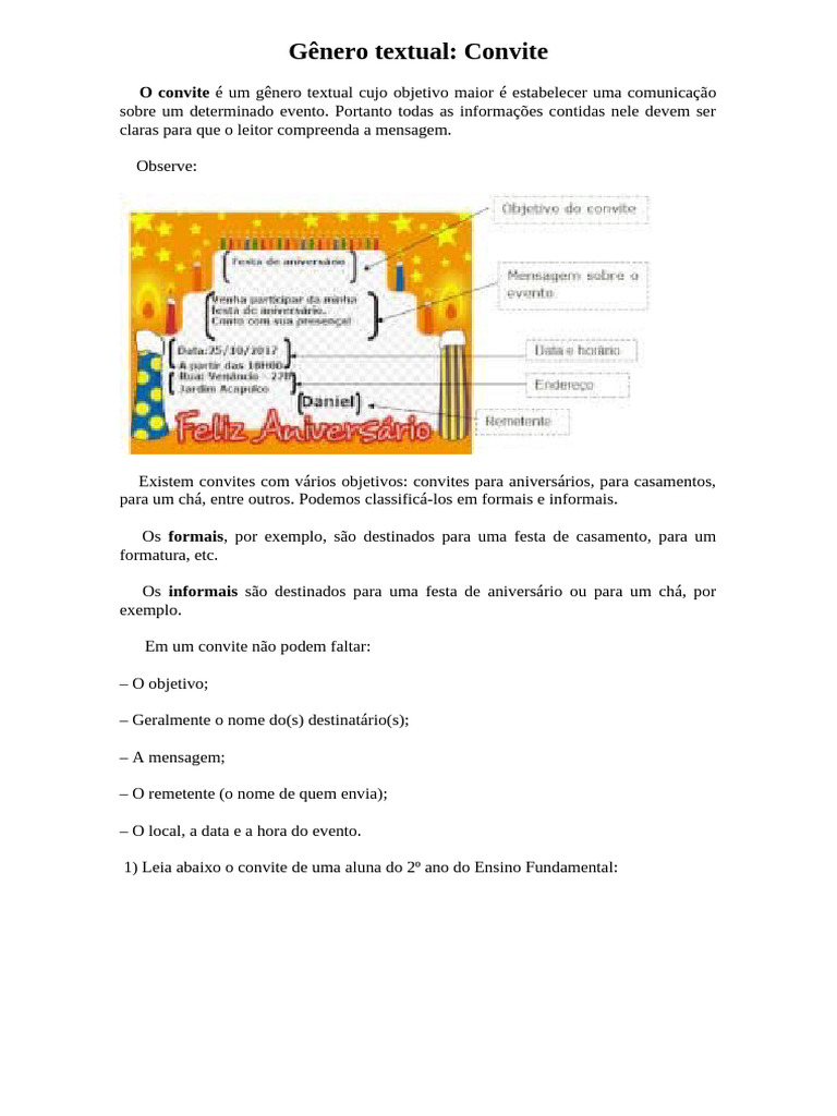 Gênero Textual Convite | PDF