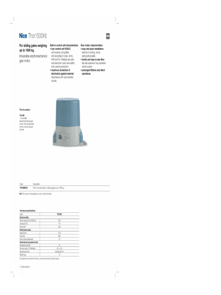 02 Nice Thor 1500 Brosur ENG-pa | PDF