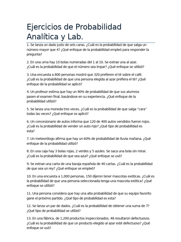 Ejercicio Probabilidad | PDF