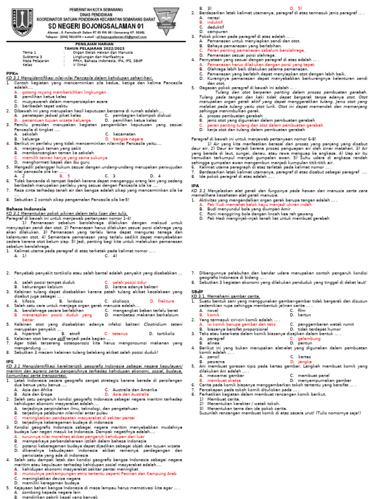 KELAS 5 - PH TEMA 1 ST 3 Kolom | PDF