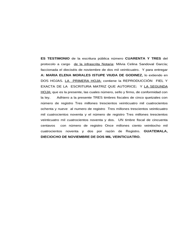 Testimonio de Escritura Pública en Guatemala | PDF