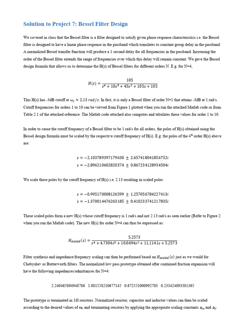 Bessel Filter Design Guide-Combined | PDF | Electronic Filter | Algorithms