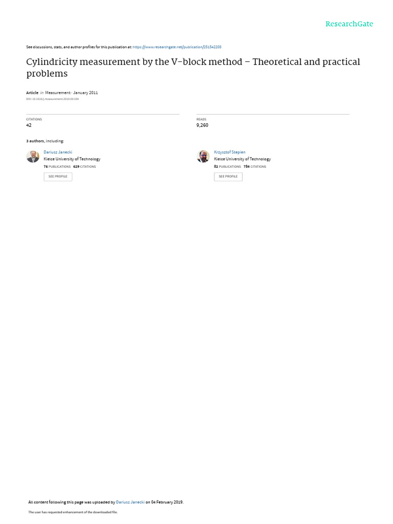 Cylindricity Measurement by The V-Block Method - Theoretical and Practical Problems | PDF ...