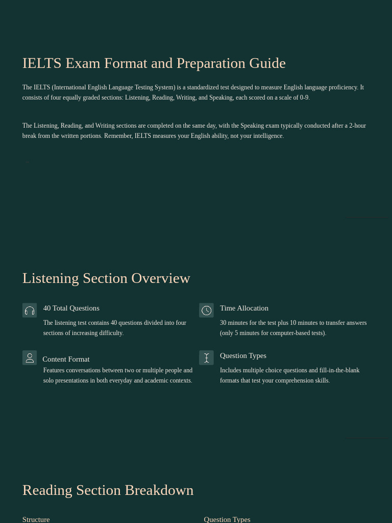IELTS Exam Format and Preparation Guide | PDF | International English ...