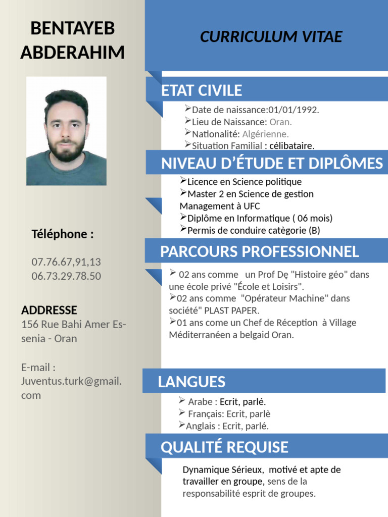 CV Bentayeb Abderrahim | PDF