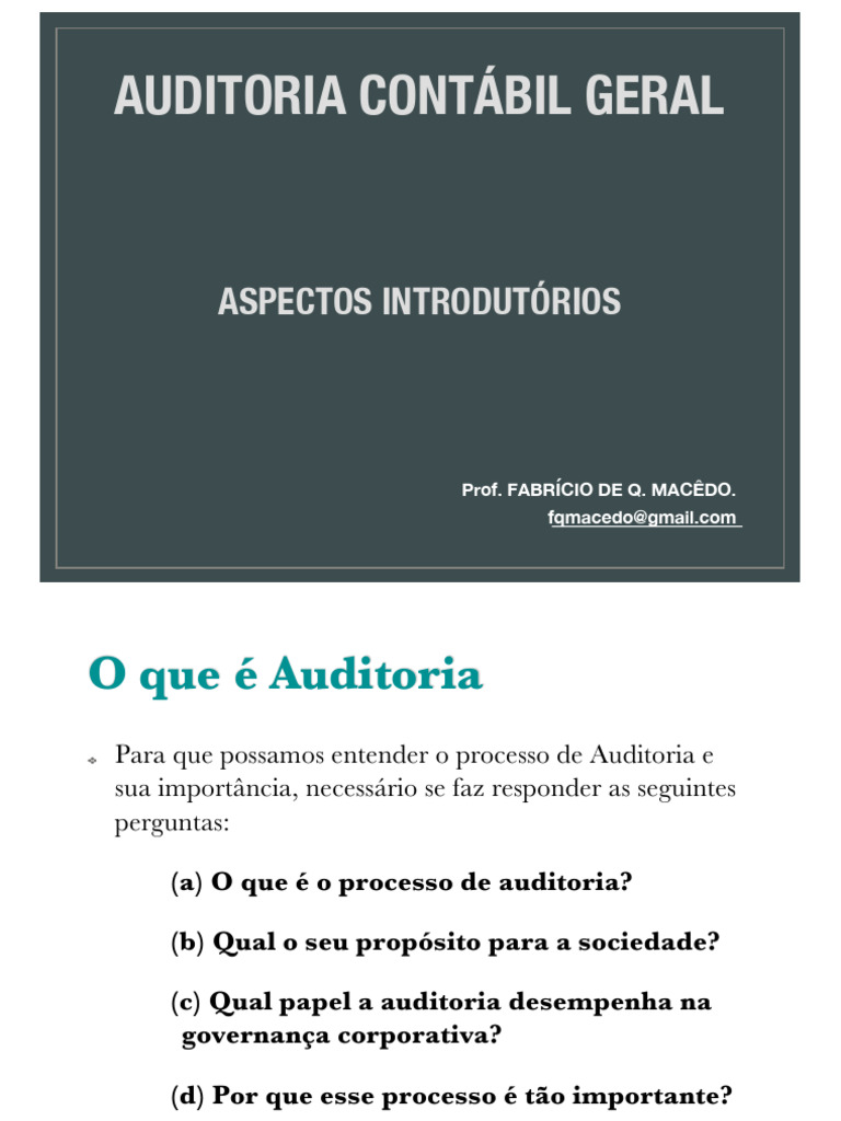 Aula 01 - Nocoes Gerais Sobre Auditoria | PDF | Contabilidade ...